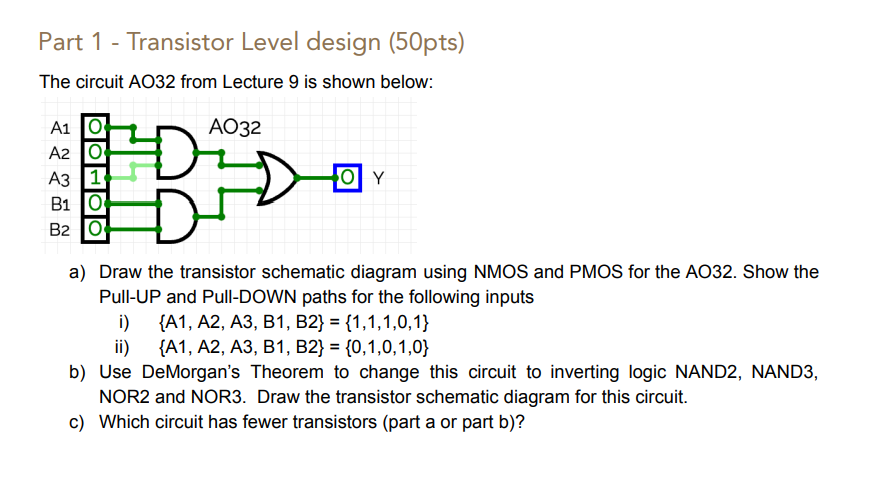 Solved Part 1 - ﻿Transistor Level design (50pts)The circuit | Chegg.com