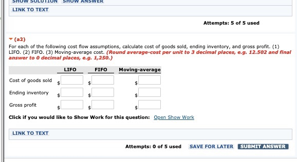 Solved Problem 6-08A al-a2 (Part Level Submission) Concord | Chegg.com