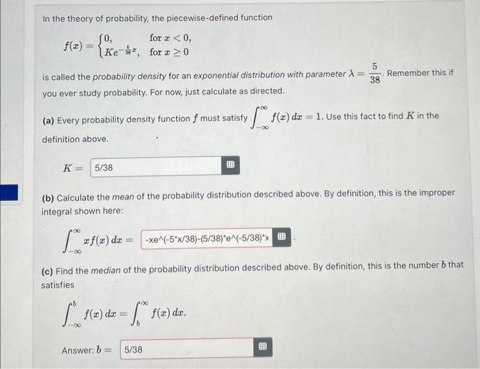 Solved In the theory of probability, the piecewise-defined | Chegg.com