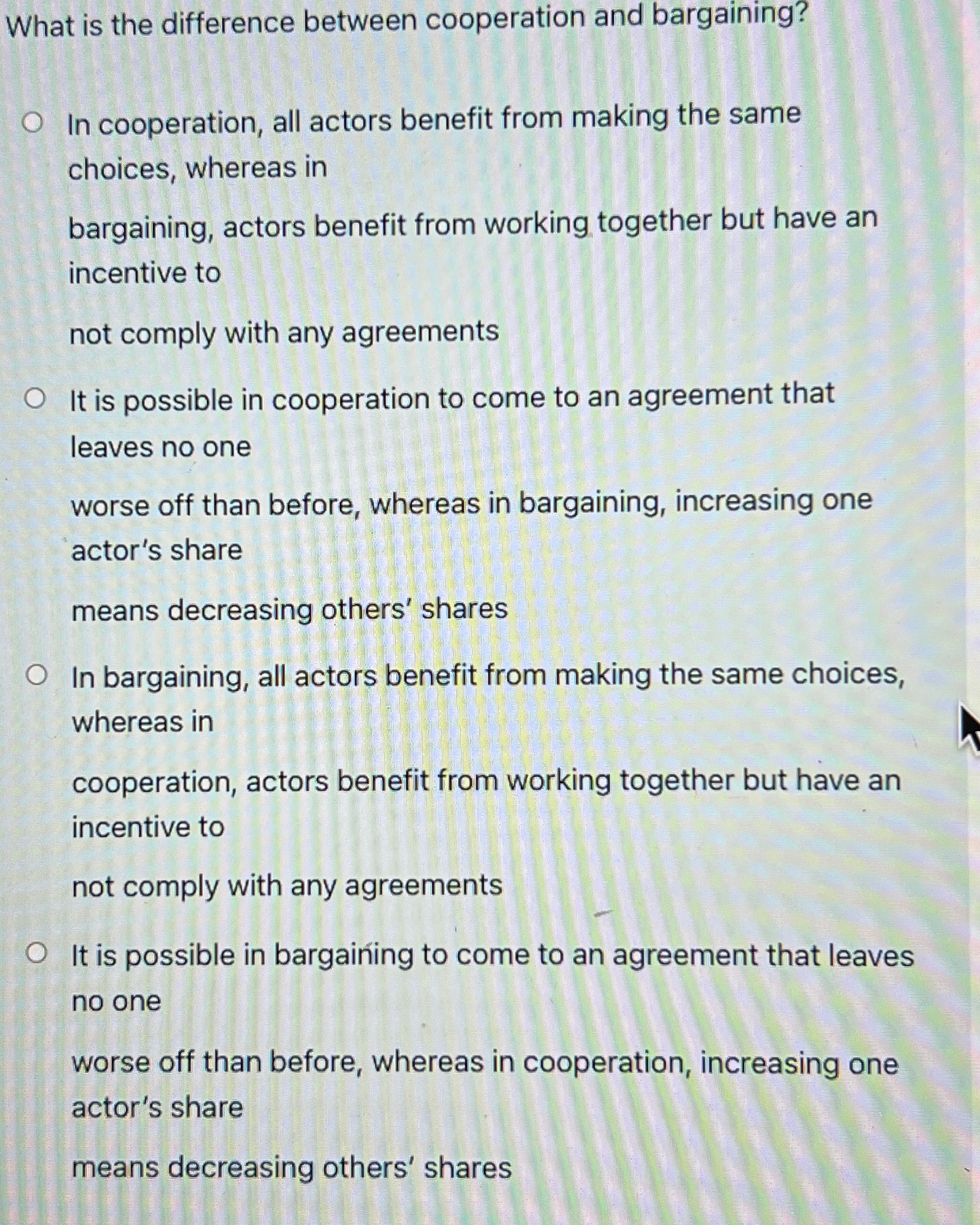 Solved What is the difference between cooperation and | Chegg.com