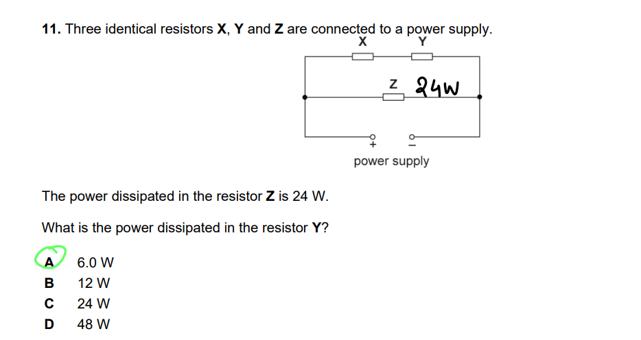Solved Three identical resistors x,Y ﻿and Z ﻿are connected | Chegg.com