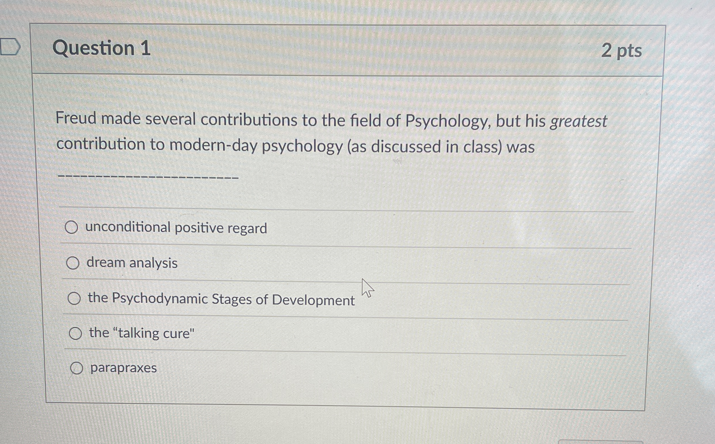 Solved Question 12 ﻿ptsFreud made several contributions to | Chegg.com