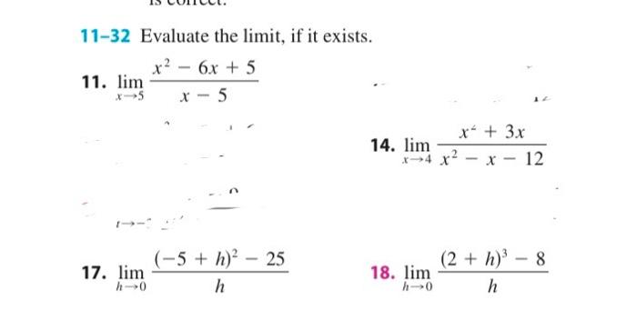 Solved 11-32 Evaluate the limit, if it exists. 11. | Chegg.com