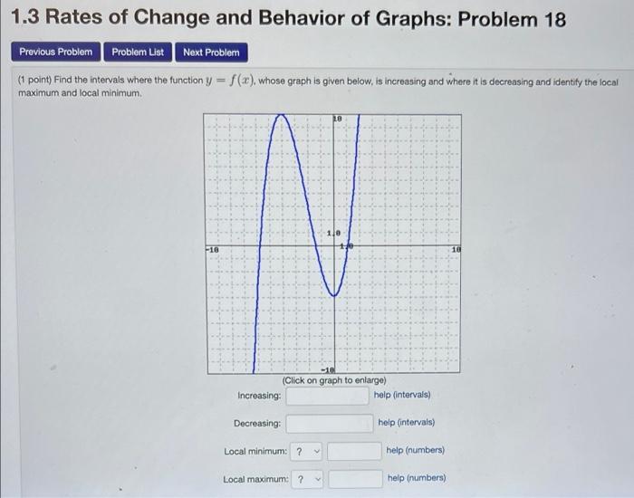 Solved 1.3 Rates of Change and Behavior of Graphs: Problem | Chegg.com