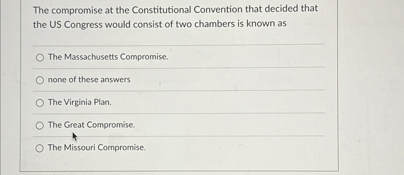 Solved The compromise at the Constitutional Convention that | Chegg.com