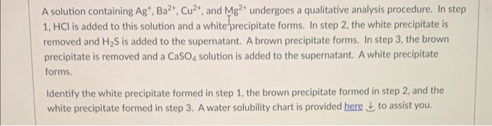 Solved A solution containing Ag+,Ba2+,Cu2+, and Mg2+ | Chegg.com