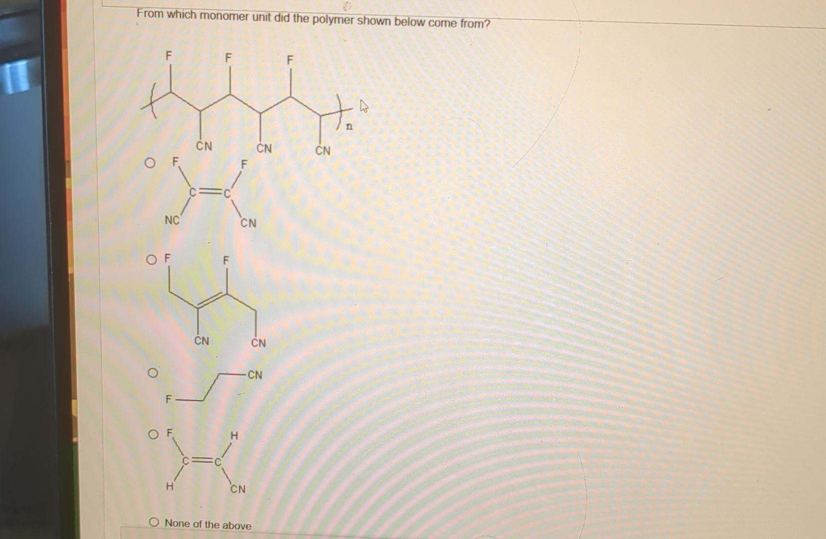 Solved From which monomer unit did the polymer shown below | Chegg.com