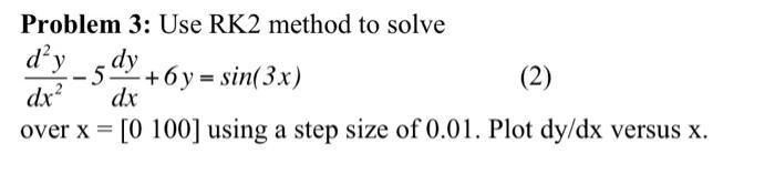 Solved Problem 3: Use RK2 method to solve dạy dy -54y+6 y = | Chegg.com