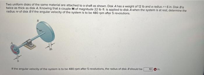 Solved Two uniform disks of the same material are attached | Chegg.com