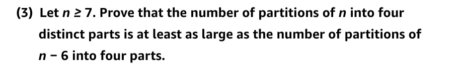 Solved (3) ﻿Let n≥7. ﻿Prove that the number of partitions of | Chegg.com