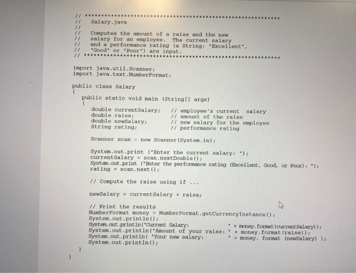 Solved Computing A Raise File Salary Java contains most of a | Chegg.com