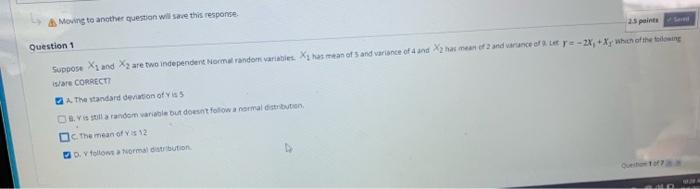 Solved is)are corcectा A. The randard deriation of Y is 5 C. | Chegg.com