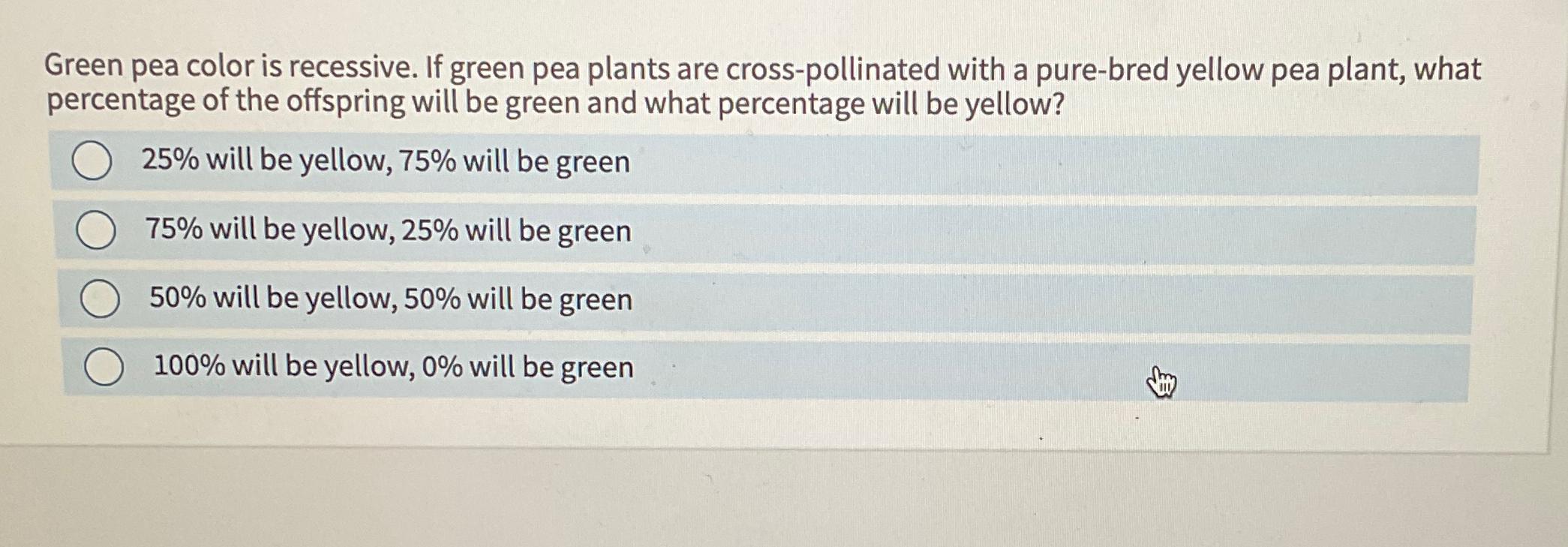 Solved Green pea color is recessive. If green pea plants are | Chegg.com
