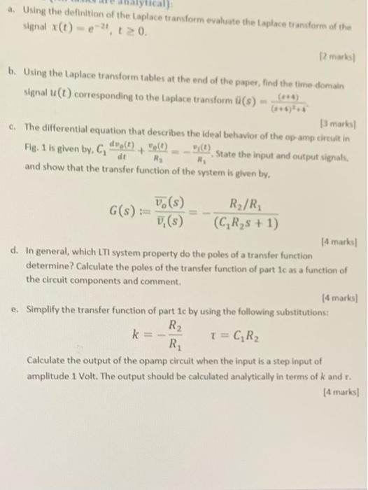 Solved a. Using the definition of the Laplace transform | Chegg.com