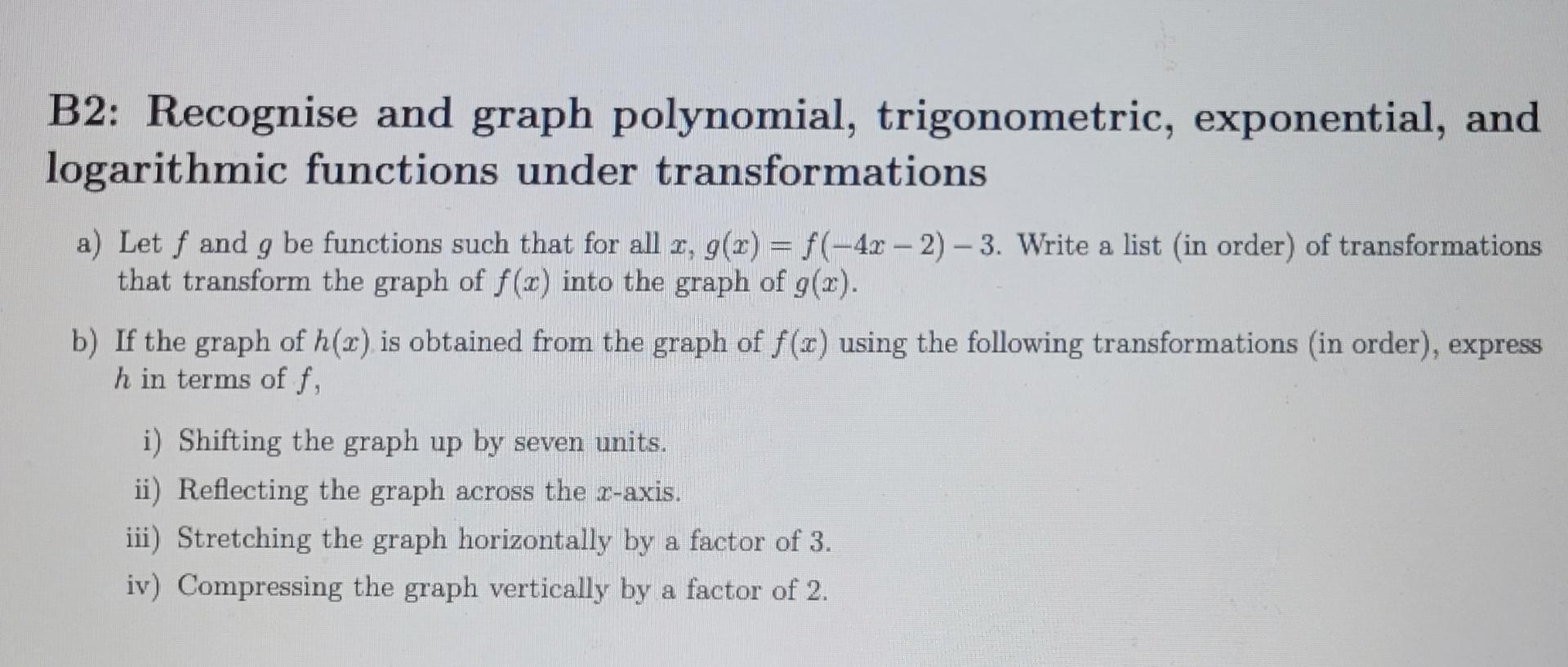 Solved B2: Recognise and graph polynomial, trigonometric, | Chegg.com