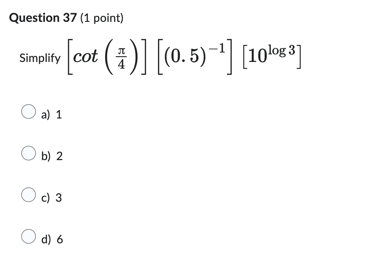 Solved Question 37 (1 ﻿point)Simplify | Chegg.com