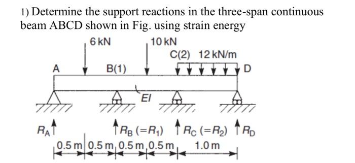 Solved 1) Determine the support reactions in the three-span | Chegg.com