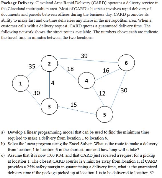 Solved Package Delivery. Cleveland Area Rapid Delivery | Chegg.com