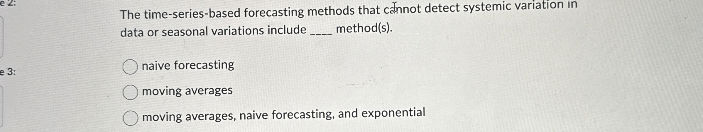 Solved The Time Series Based Forecasting Methods That