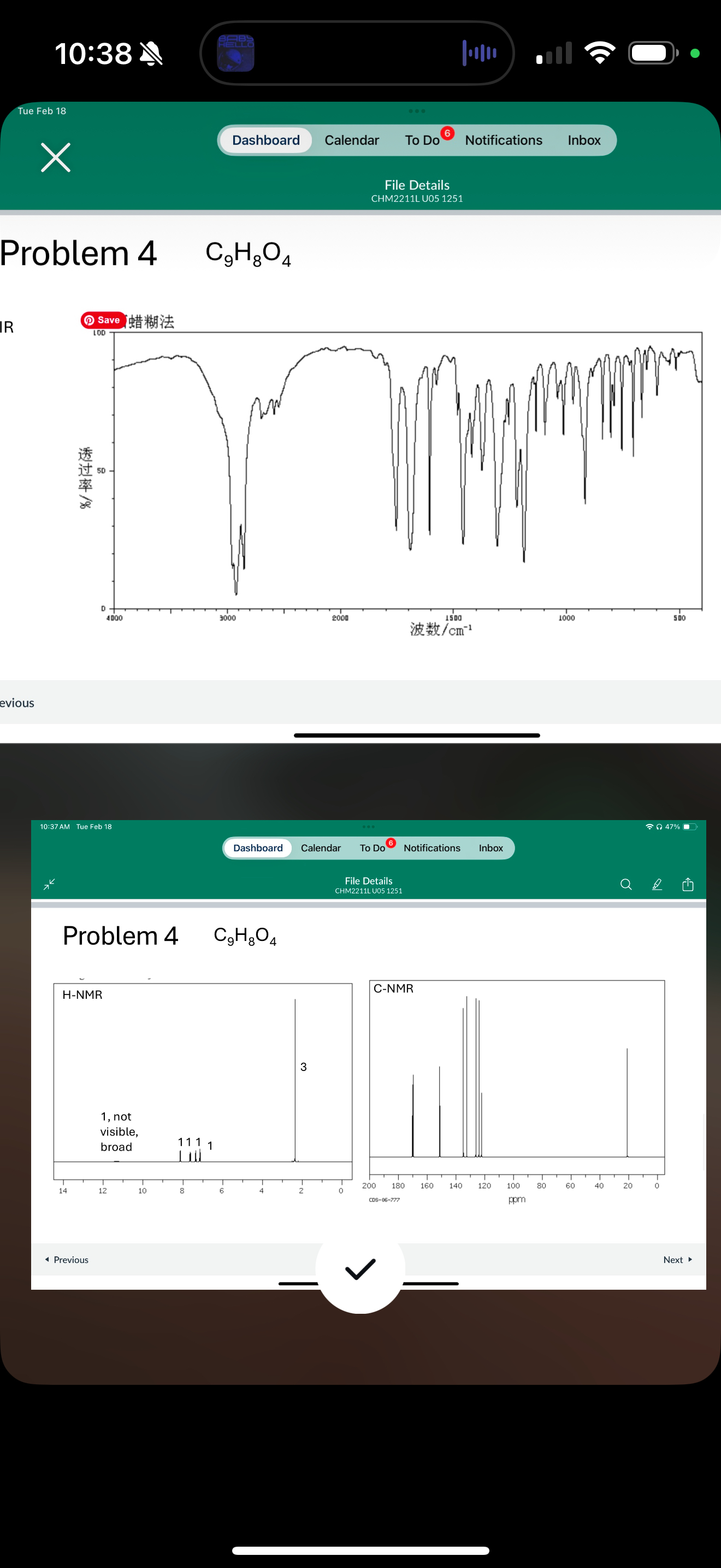 Solved Problem 4,C9H8O4Draw final structure and label the | Chegg.com