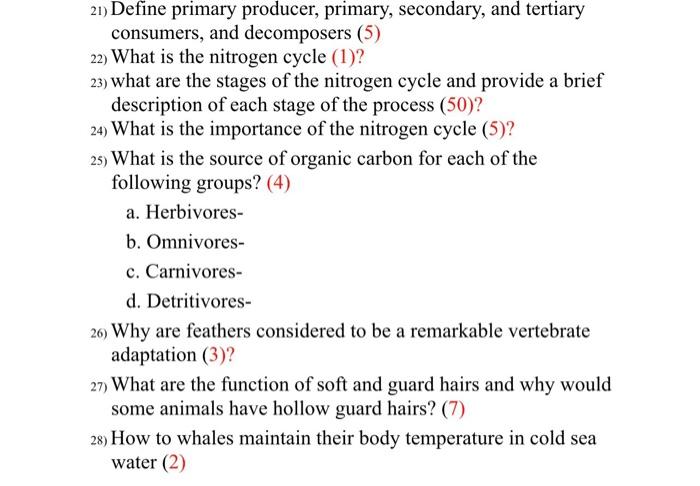 Solved 21) Define primary producer, primary, secondary, and | Chegg.com