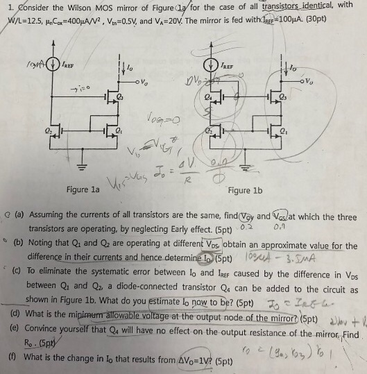 Solved 1. Consider the Wilson MOS mirror of Figure 12 for | Chegg.com