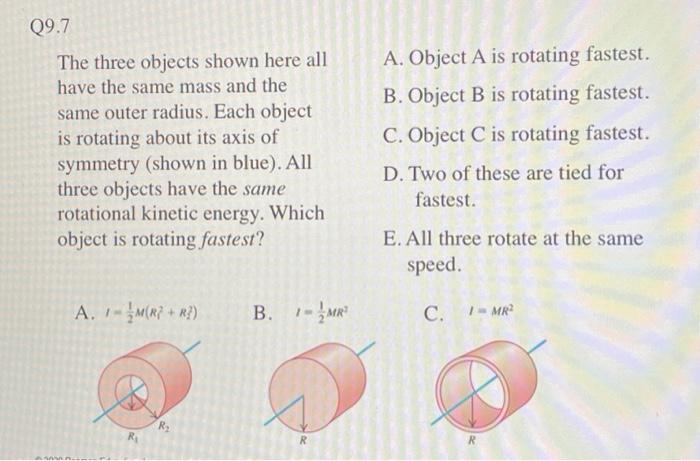 Solved The three objects shown here all have the same mass | Chegg.com