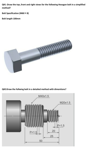 Solved Q#1 :Draw the top front and right views for the | Chegg.com