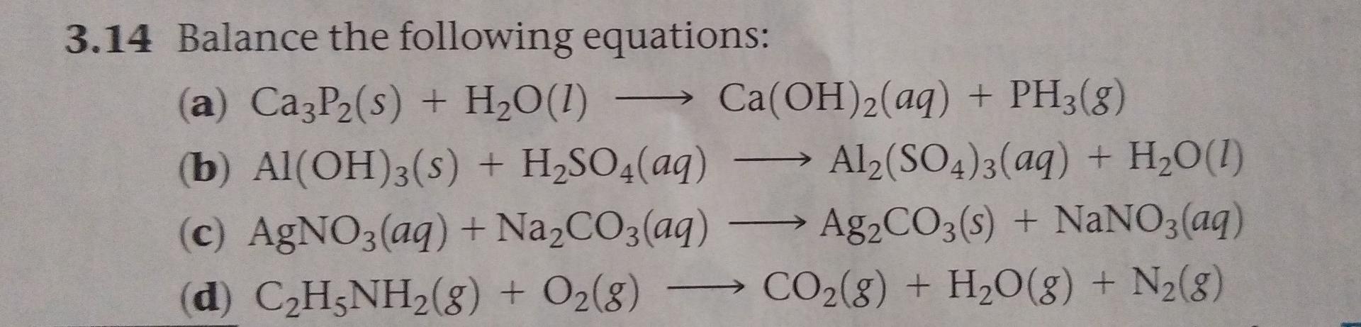 Solved 4 Balance the following equations: (a) | Chegg.com