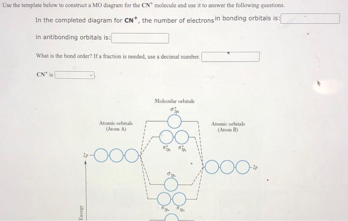 Solved Use the template below to construct a MO diagram for | Chegg.com