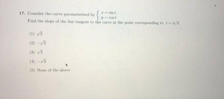 Solved 17 Consider The Curve Parameterized By Si Sint Y 