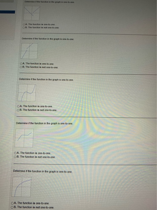 Solved Determine the function in the graph is one-to-one OA. | Chegg.com