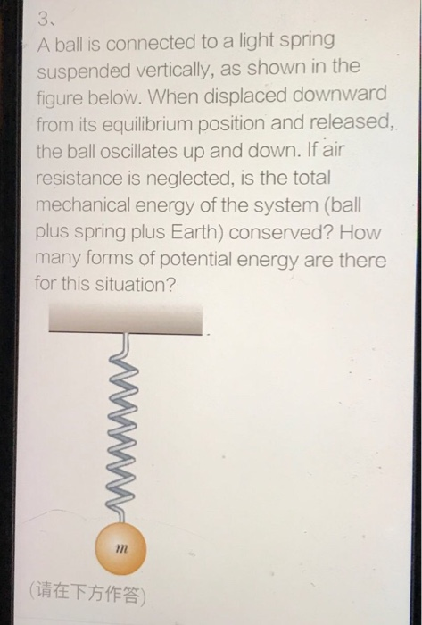 Solved 3. A ball is connected to a light spring suspended | Chegg.com