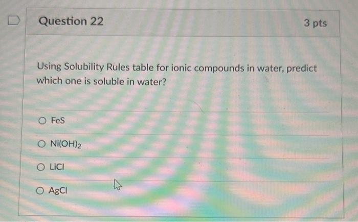 Solved Using Solubility Rules table for ionic compounds in | Chegg.com