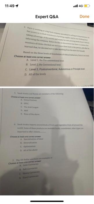 Choose at lease one correct antwer A. Eevel 1, the | Chegg.com