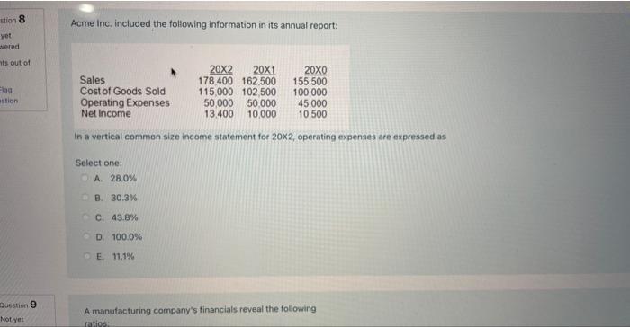 Solved Acme Inc. included the following information in its | Chegg.com