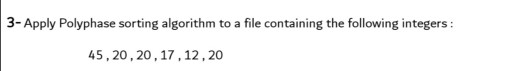 Solved 3 Apply Polyphase Sorting Algorithm To A File 