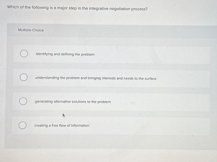 Solved To achieve integrative results, negotiators must | Chegg.com