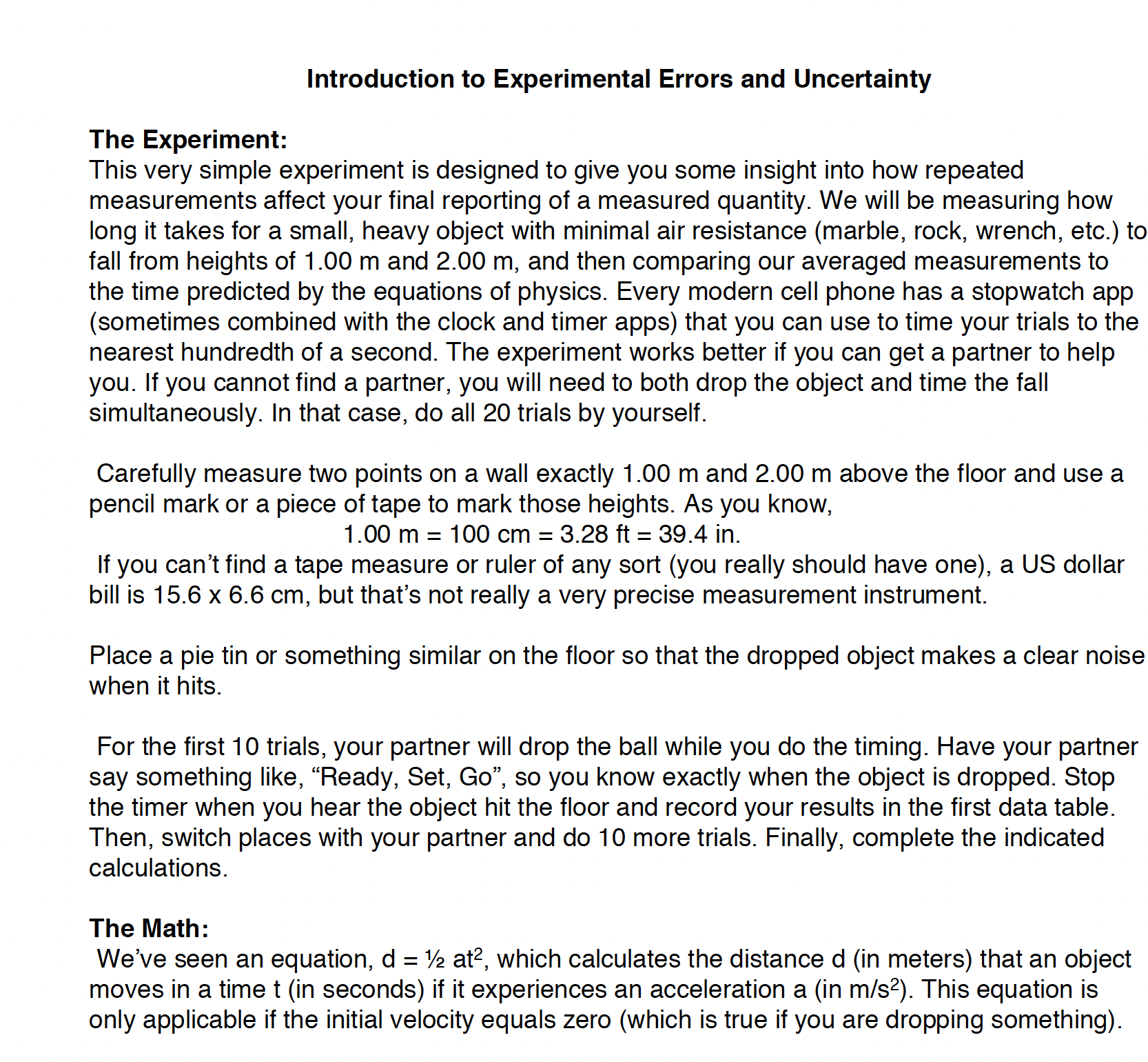 Solved Introduction to Experimental Errors and | Chegg.com