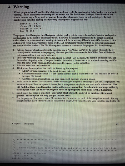 Solved 4. Warning Write a program that will read in a file | Chegg.com