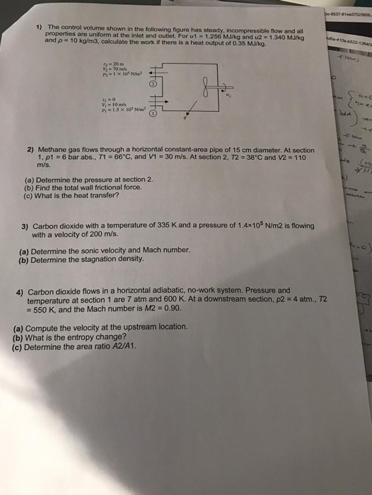 Solved De-8537-81375256 1) The control volume shown in the | Chegg.com