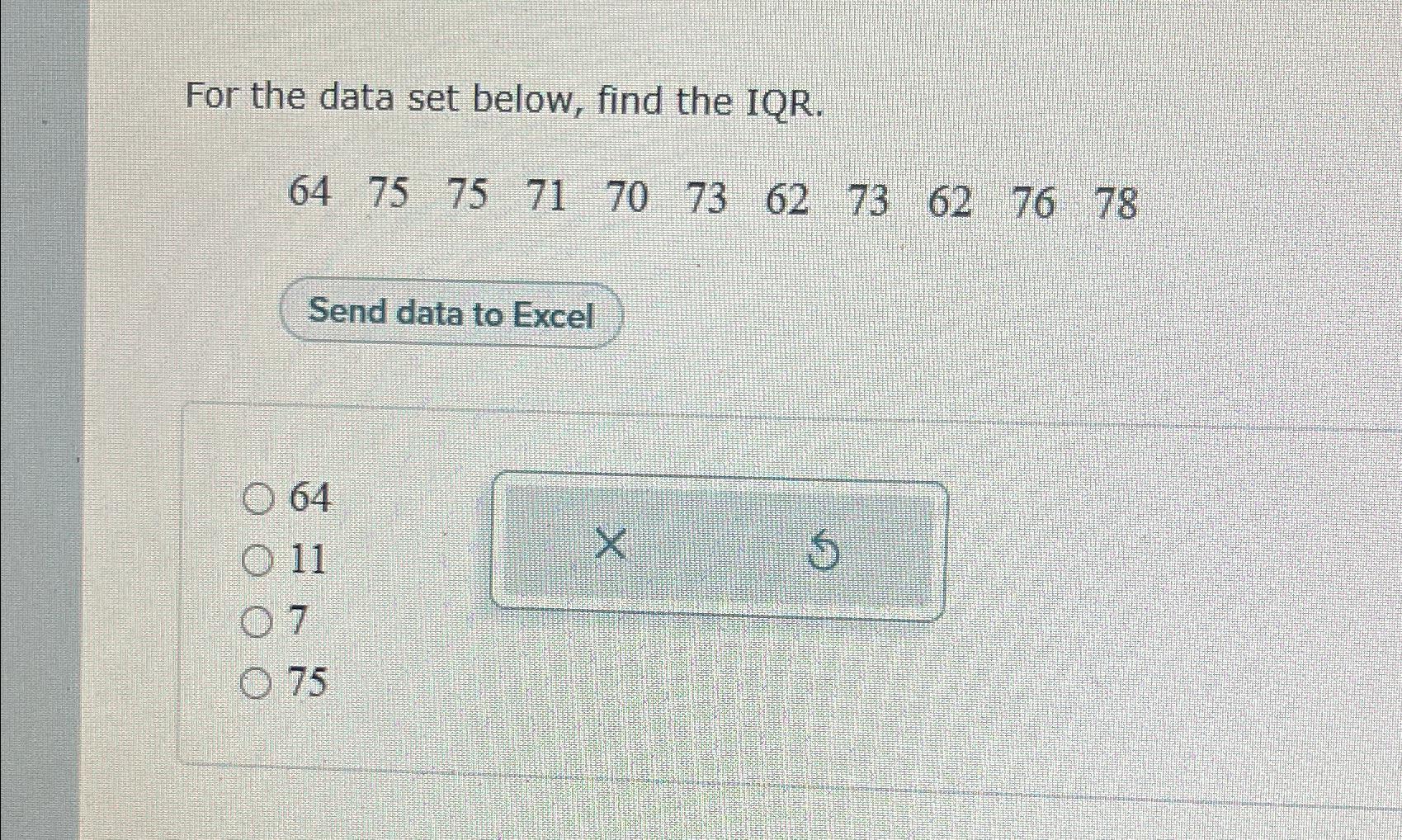 Solved For the data set below, find the | Chegg.com