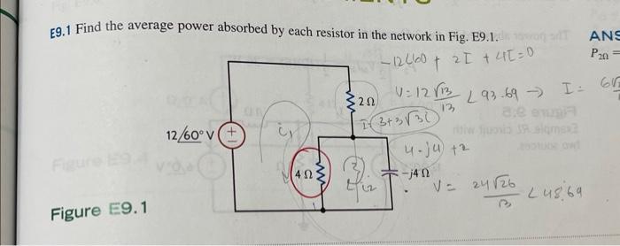 Solved E9.1 Find the average power absorbed by each resistor | Chegg.com