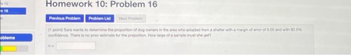 Solved rk 10 m 16 S oblems Homework 10: Problem 16 Previous | Chegg.com