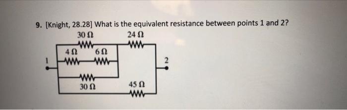 Solved 9. [Knight, 28.28] What is the equivalent resistance | Chegg.com