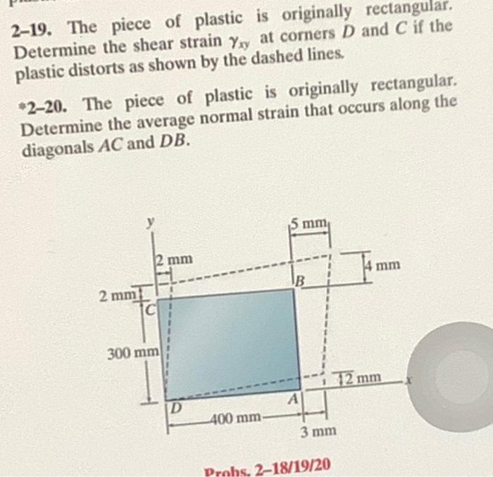 Solved 2-19. The piece of plastic is originally rectangular. | Chegg.com