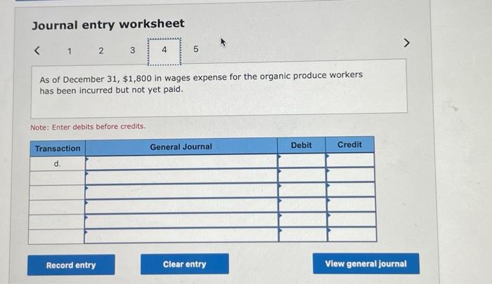 Solved Journal entry worksheet 5 Depreciation on the | Chegg.com