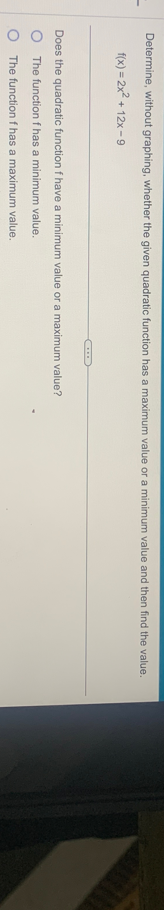 Solved Determine, without graphing, whether the given | Chegg.com