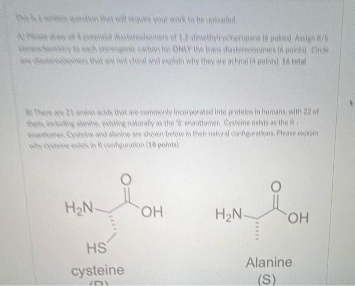 cysteine Alanine (S)A Please draw all 4 potential | Chegg.com