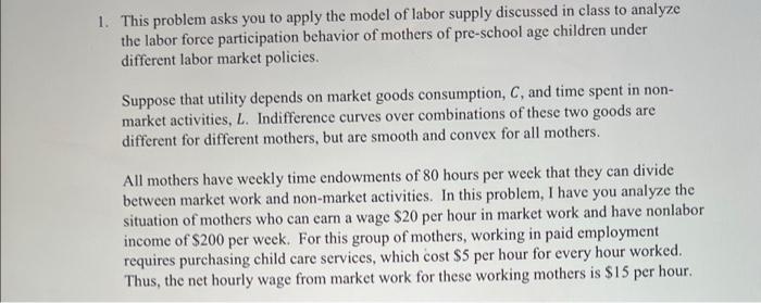 1. This problem asks you to apply the model of labor | Chegg.com